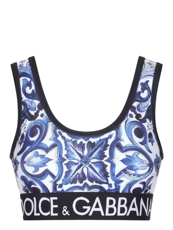 Dolce & Gabbana Majolica-print Cropped Top - Blue