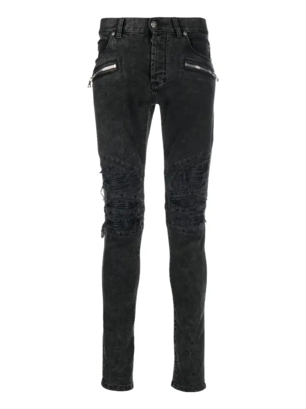 Balmain Raw-cut Skinny Jeans - Black