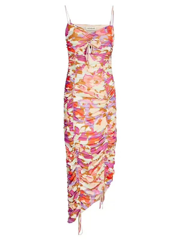 NICHOLAS Printed Stretch-mesh Midi Dress - Violet