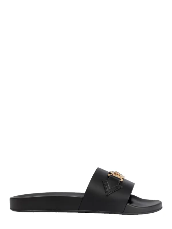 Versace Medusa Leather Slides - Black