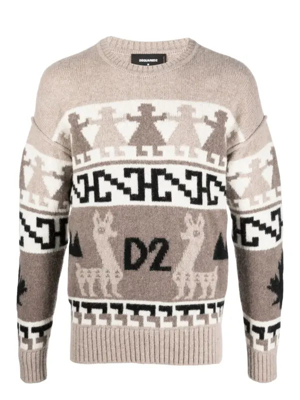 Dsquared2 Jacquard-knit Alpaca Wool Jumper - Neutrals