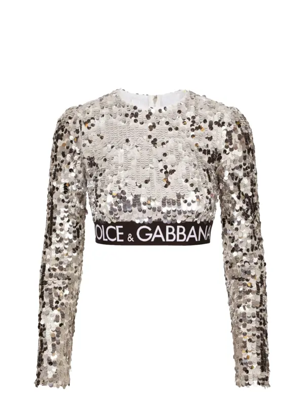 Dolce & Gabbana Sequin-embellished Crop Top - Silver