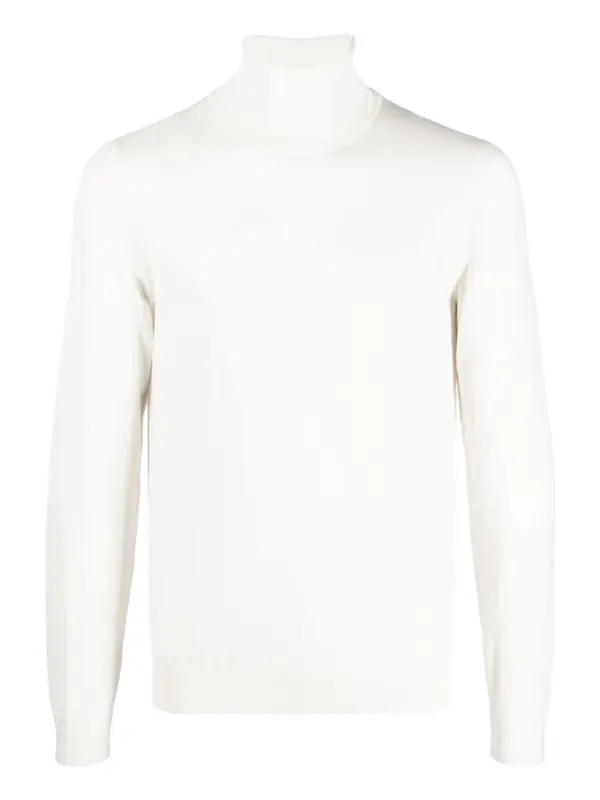 Hugo Boss Virgin Wool Roll Neck Jumper - White