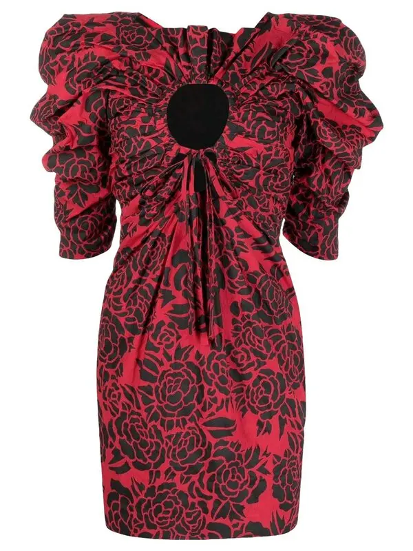 Philosophy Di Lorenzo Serafini Puff-sleeved Draped Dress - Red