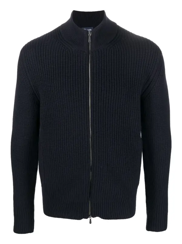 DRUMOHR Merino-wool Zip-up Cardigan - Blue