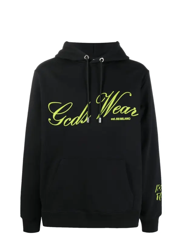 Gcds Slogan-print Pullover Hoodie - Black