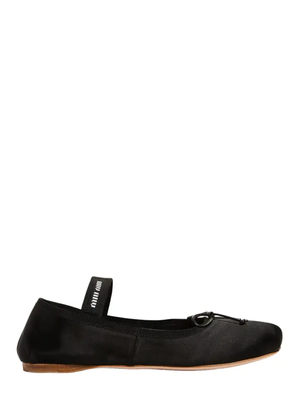 Miu Miu Satin Ballerina Flats - Nero