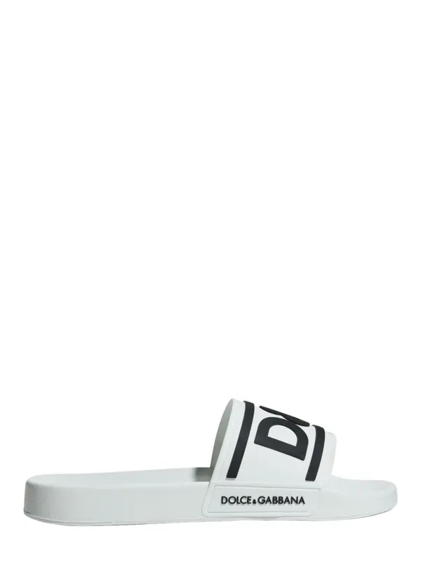 Dolce & Gabbana Logo Pool Slides - White/blck