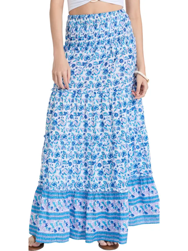 Playa Lucila Printed Ruffle Skirt - Blue Multi