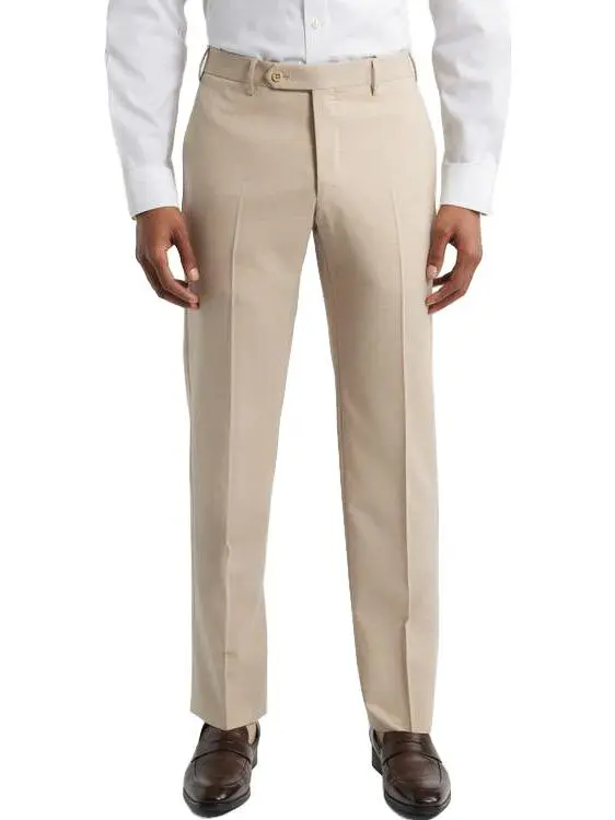 Zanella Parker Stretch Wool Trousers - Light Khaki