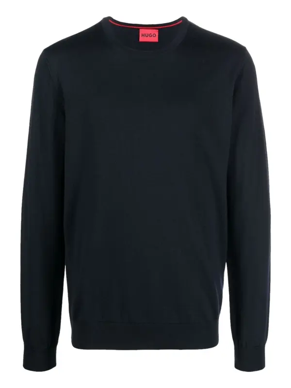 Hugo Boss Virgin Wool Crew-neck Jumper - Blue