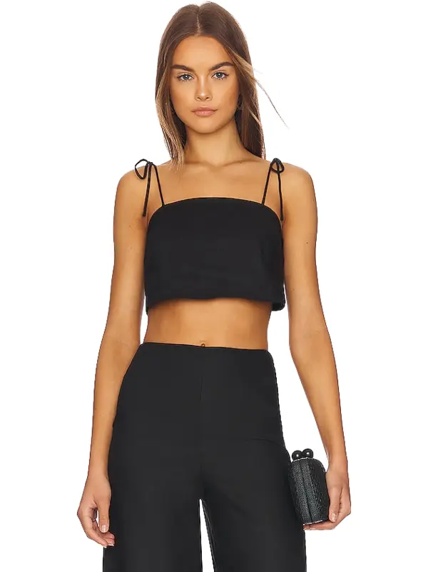 SNDYS Tie Linen Top - Black