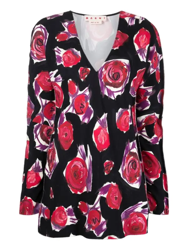 Marni Rose Print Top - Black