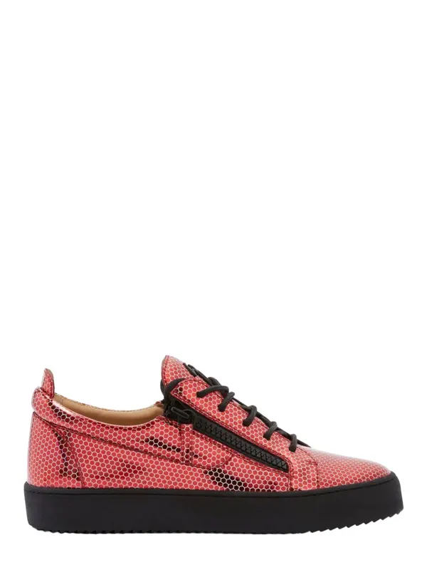 GIUSEPPE ZANOTTI Frankie Hexagon-print Sneakers - Red