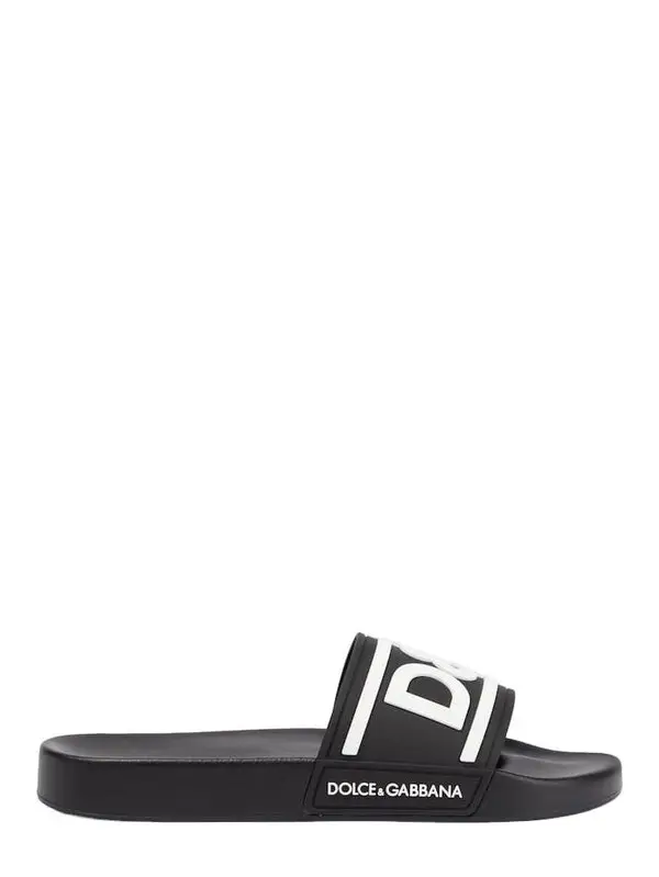 Dolce & Gabbana Logo Rubber Slides - Black