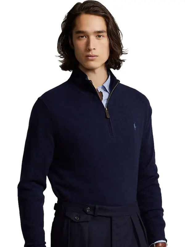 Ralph Lauren Wool Quarter-zip Sweater - Hunter Navy