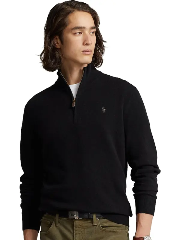 Ralph Lauren Wool Quarter-zip Sweater - Polo Black