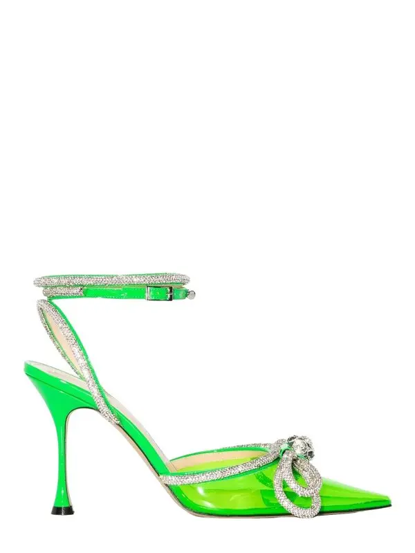 Mach & Mach Double Bow 100mm Pointed Pumps - Green