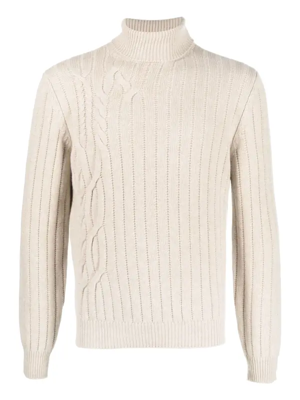 Corneliani Cable-knit Roll-neck Jumper - Neutrals