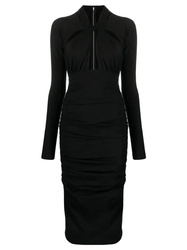 Dolce & Gabbana Cut-out Draped Midi Dress - Black