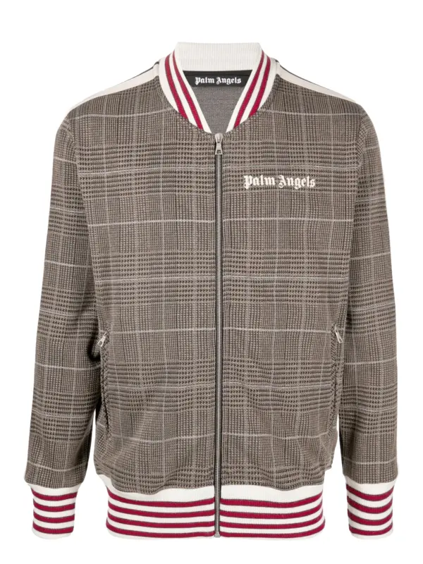 Palm Angels Checked Bomber Jacket - Brown