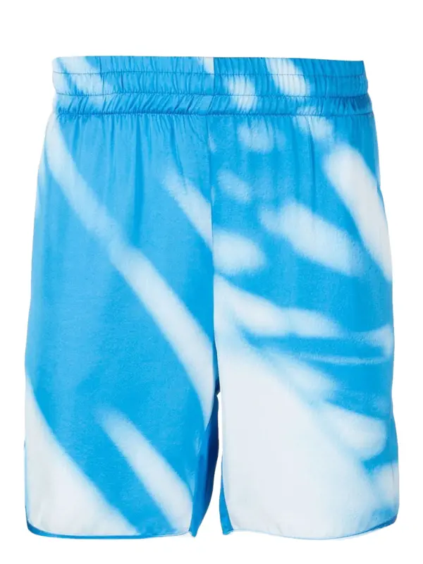 BLUE SKY INN Shadow-print Satin Shorts - Blue