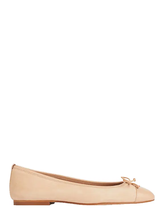 LK BENNETT Kara Patent Toe Suede Ballerina Flats - Nat-almond