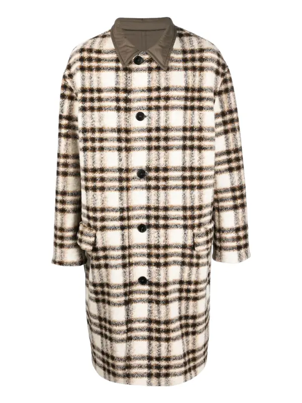 MARANT Check-pattern Single-breasted Coat - Neutrals