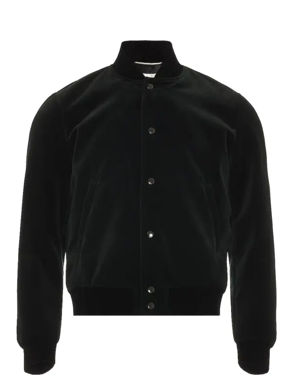 Saint Laurent Signature Logo College Jacket - Dark Forest