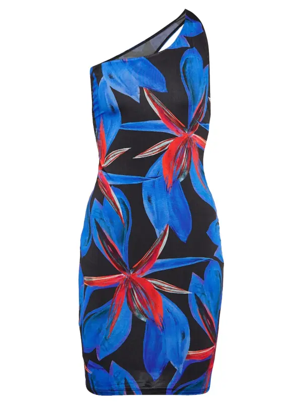LOUISA BALLOU Plunge One-shoulder Minidress - Multicoloured