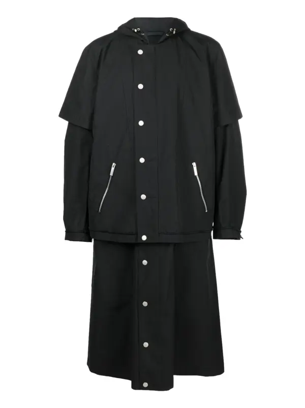 44 LABEL GROUP Single-breasted Mid-length Trench Coat - Black