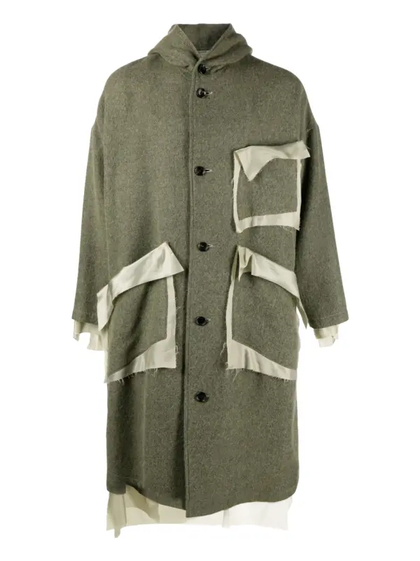 SULVAM Deconstructed Single-breasted Coat - Green