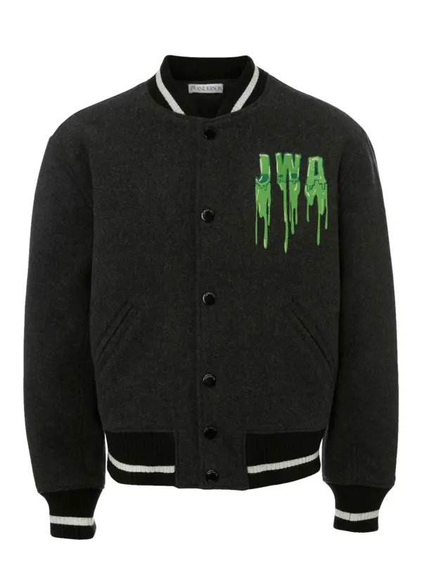 JW Anderson Logo-embroidered Bomber Jacket - Grey