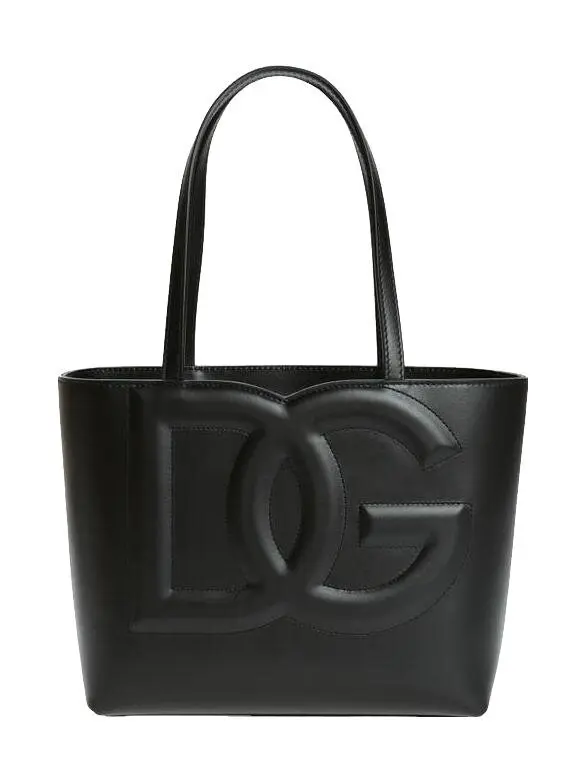 Dolce & Gabbana Small Dg Logo Leather Tote - Black