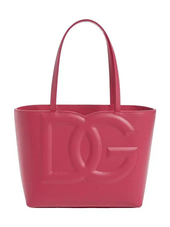 Dolce & Gabbana Small Dg Logo Leather Tote - Light Lilac
