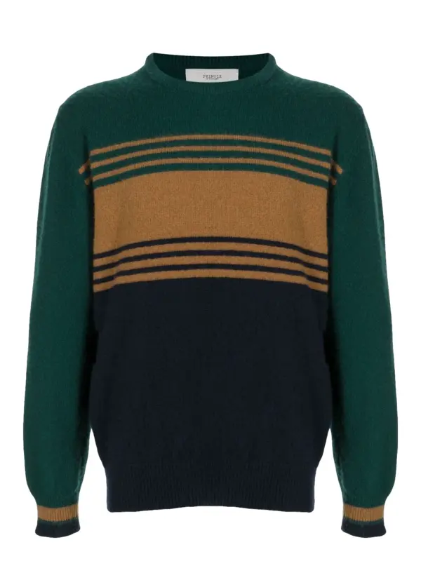 Pringle Of Scotland Striped Panelled Wool Jumper - Blue