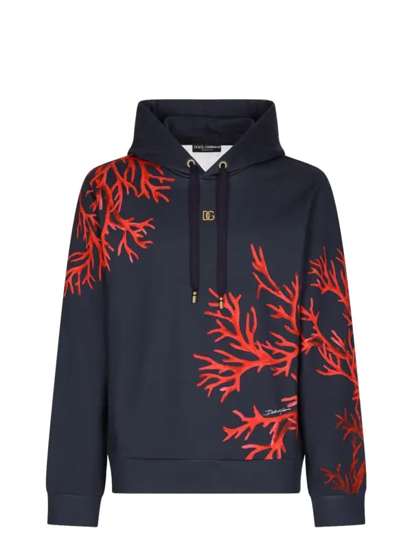 Dolce & Gabbana Coral-print Pullover Hoodie - Blue