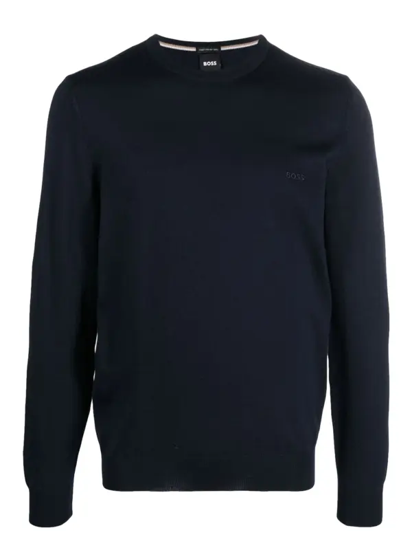 Hugo Boss Crewneck Virgin Wool Jumper - Blue