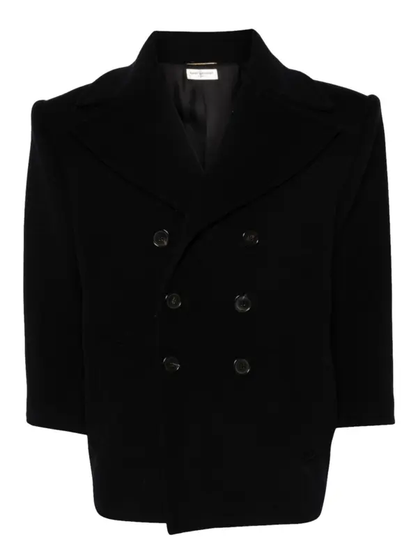 Saint Laurent Double-breasted Wool Coat - Blue