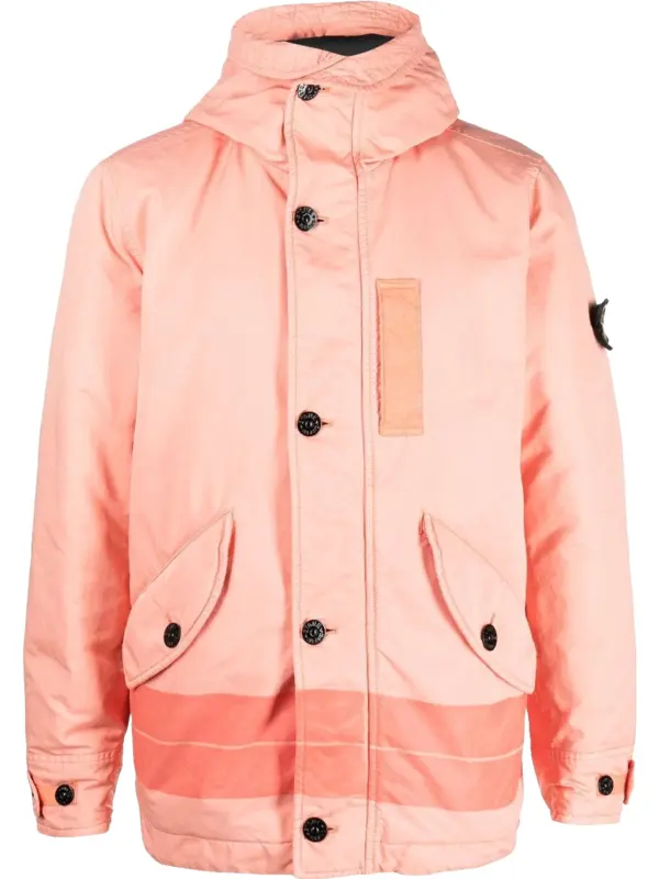Stone Island David-tc Hooded Parka Coat - Orange
