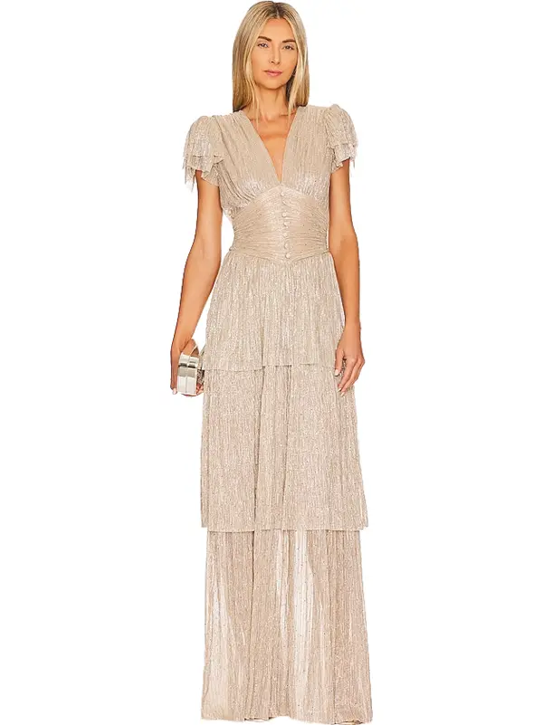 SABINA MUSAYEV Sarah Maxi Dress In Metallic - Gold
