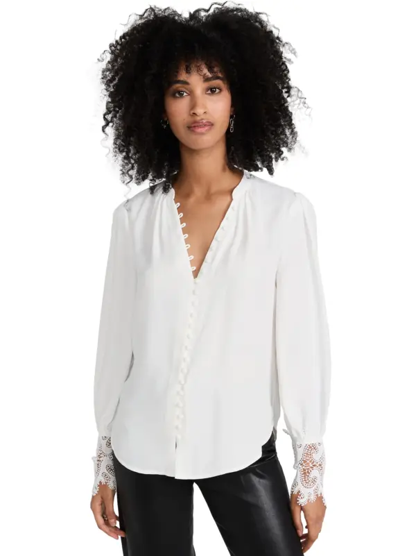 L'Agence Ava Lace Cuff Blouse - Ivory