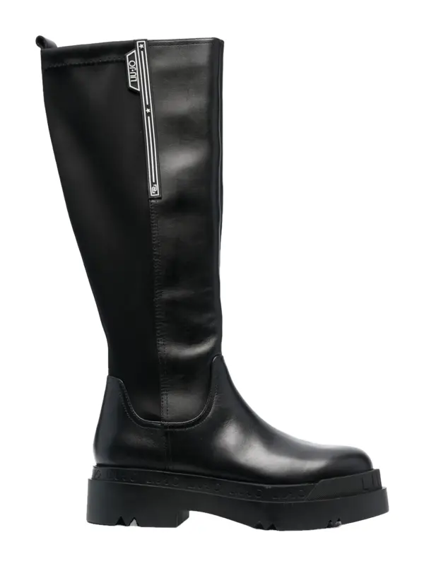 Liu Jo Logo-embossed Leather Boots - Black
