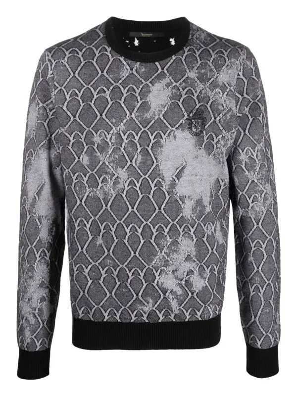 BILLIONAIRE Distressed Knitted Jumper - Black