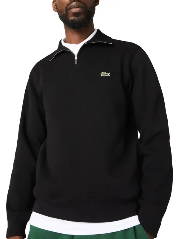 Lacoste Crocodile Quarter-zip Sweatshirt - Black