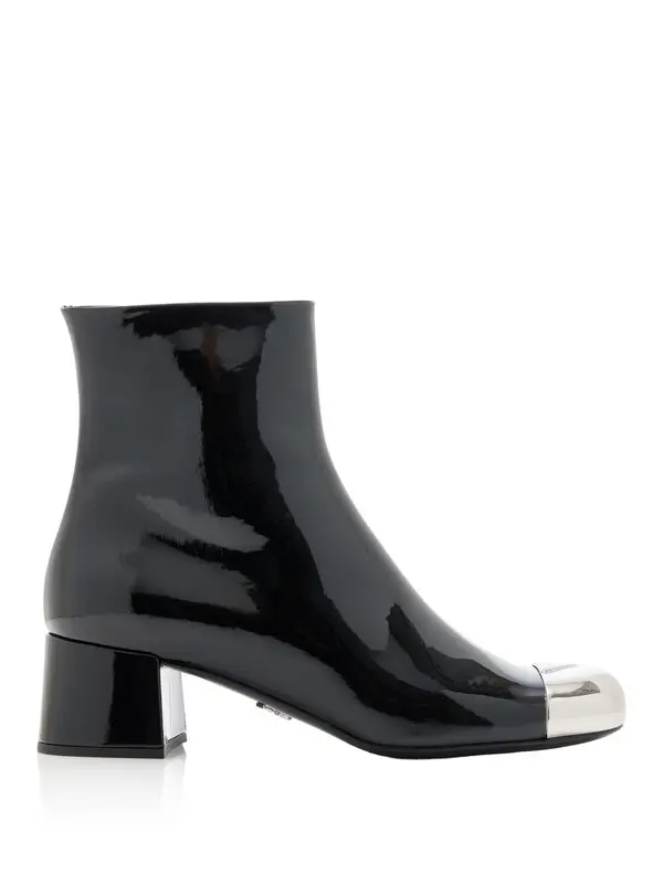 Prada Metal-tipped Leather Ankle Boots - Black