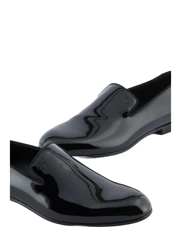 Giorgio Armani Patent Leather Loafers - Black