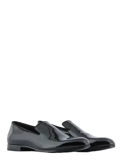 Giorgio Armani Patent Leather Loafers - Black
