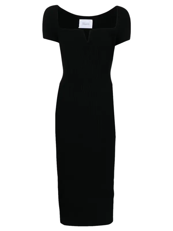 Galvan Freya Knitted Midi Dress - Black