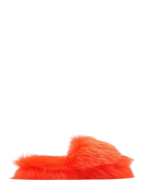 Bottega Veneta Shearling Slides - Orange